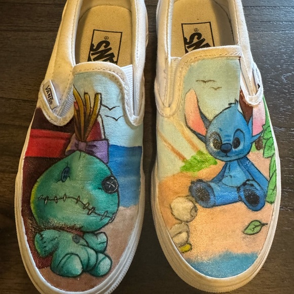 Vans | Shoes | Vans Custom Handpainted Lilo And Stitch Scrump Design ...